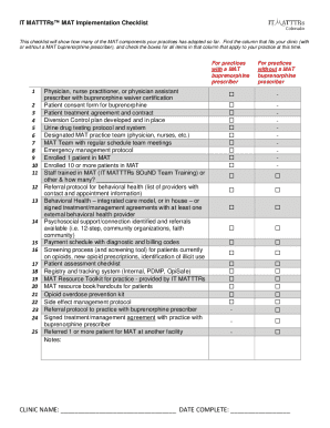 Fillable Online IT MATTTRs MAT Implementation Checklist Fax Email Print ...