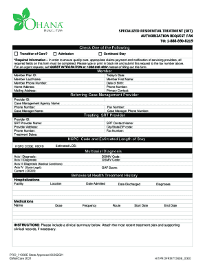 Fillable Online Authorization Of Specialty Mental Health Services ...