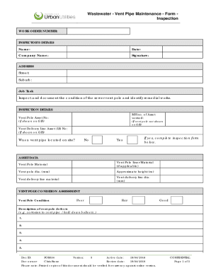 Fillable Online Wastewater - Vent Pipe Maintenance - Form - Inspection ...