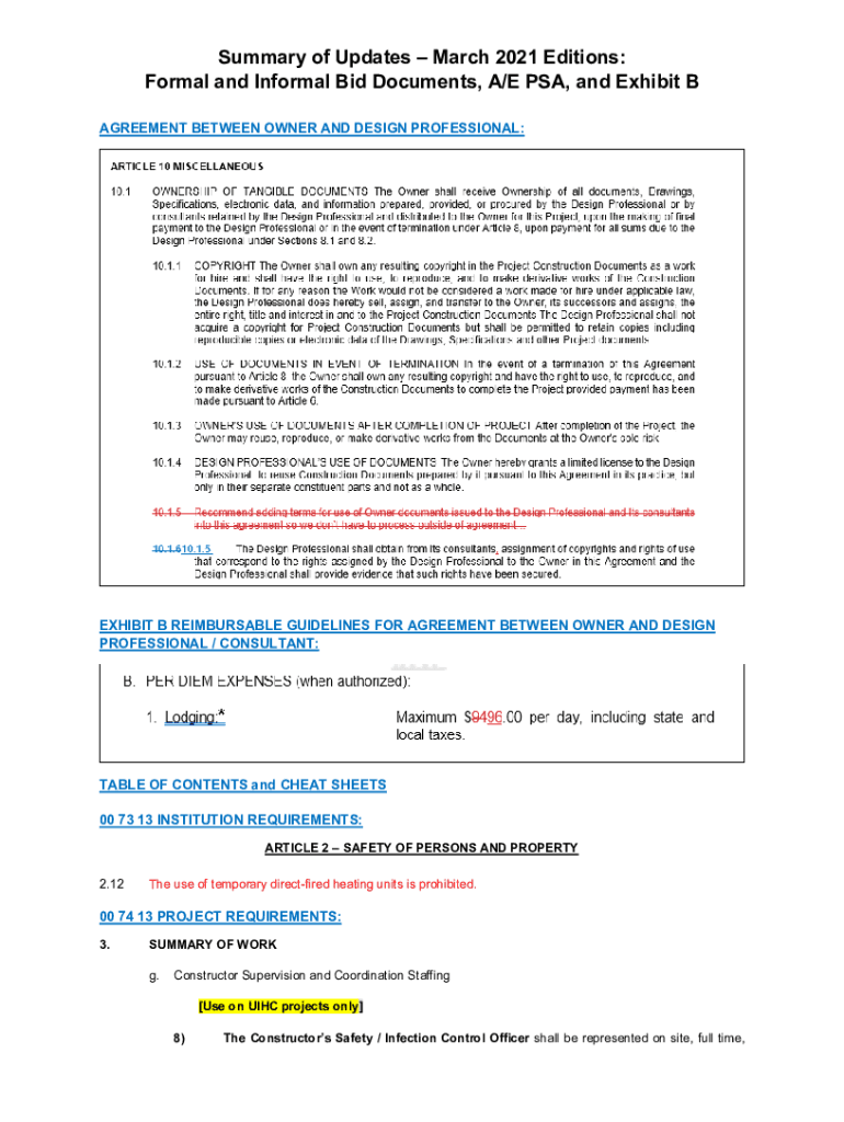 Fillable Online Formal and Informal Bid Documents, A/E PSA, and Exhibit ...
