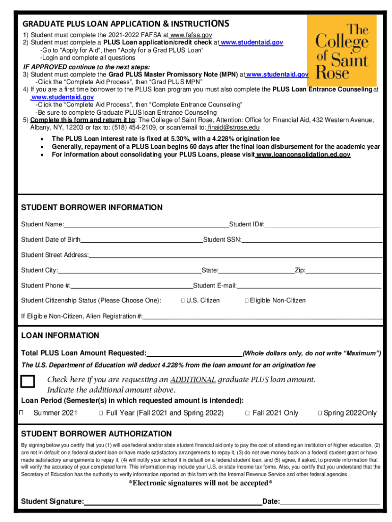 Fillable Online Graduate PLUS Loan Pre-Application Counseling Fax Email ...