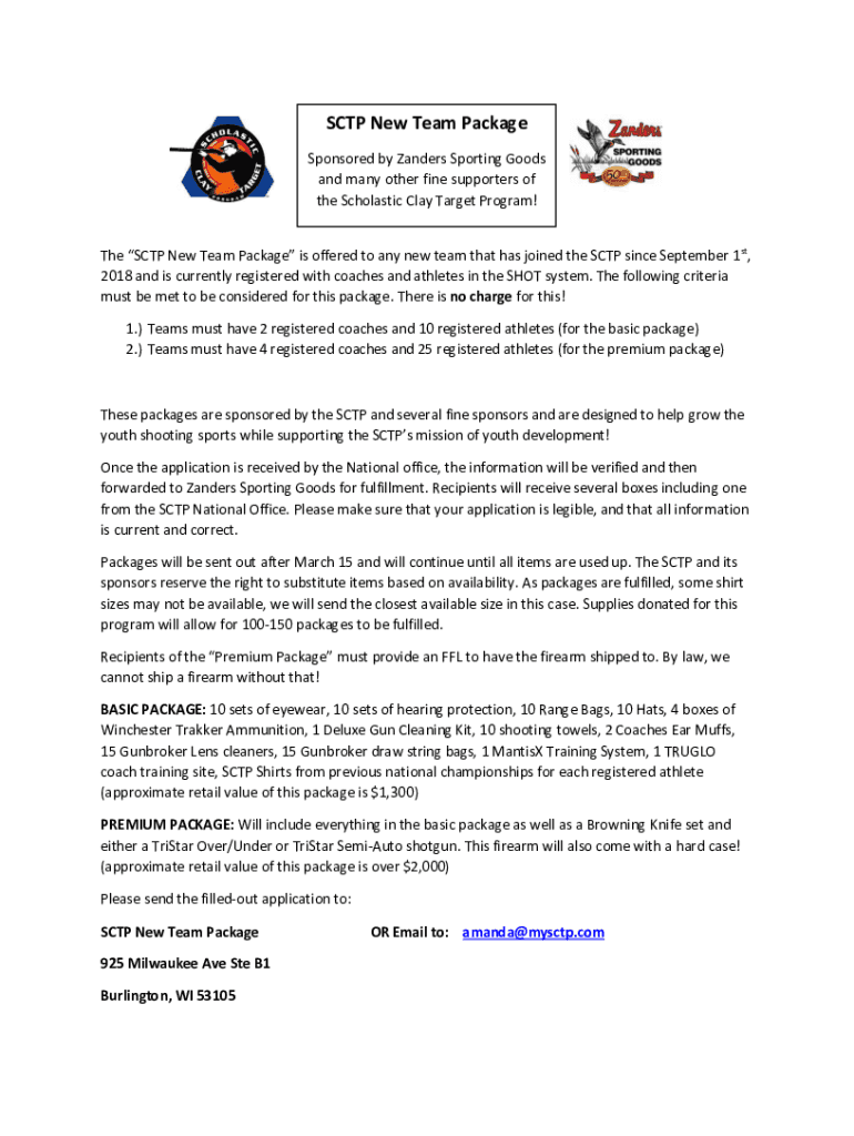 Fillable Online SCTP New Team Package - Scholastic Clay Target Program ...
