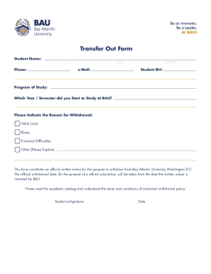 Fillable Online Transfer-out form - La Sierra University Fax Email ...
