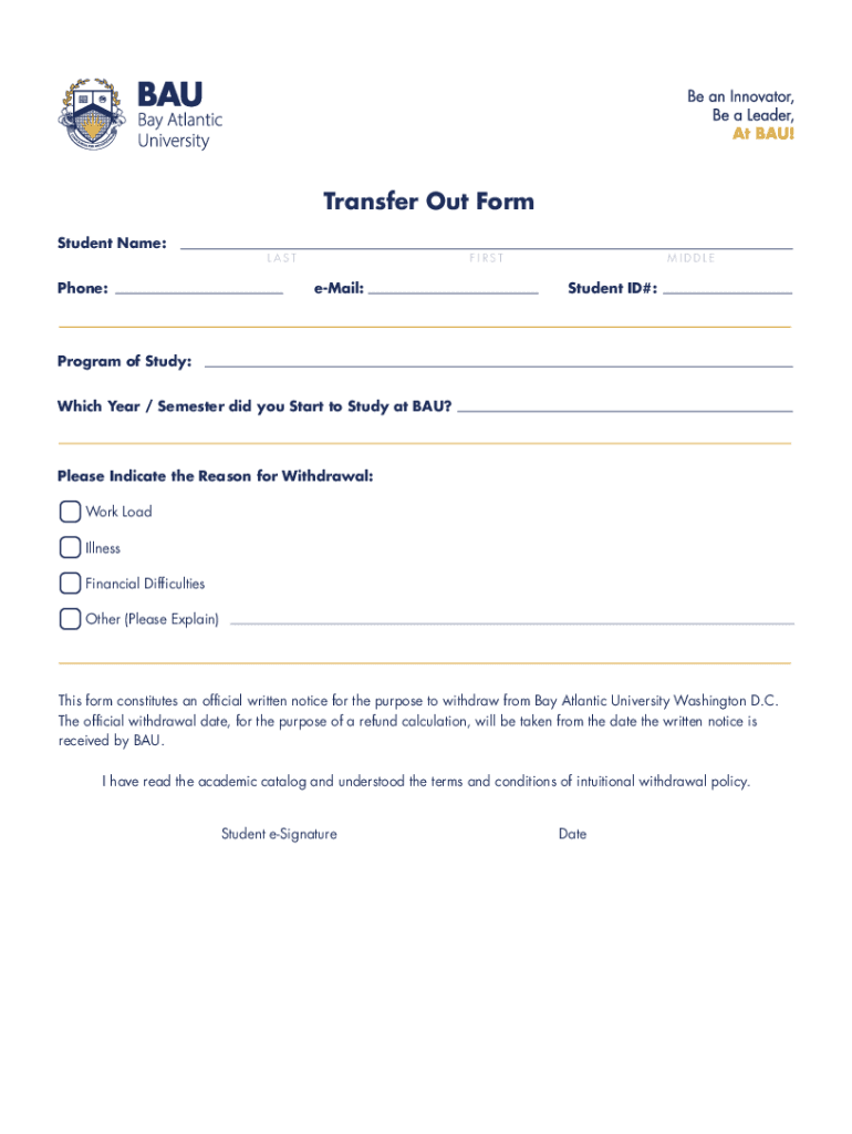 Fillable Online Transfer-out form - La Sierra University Fax Email ...