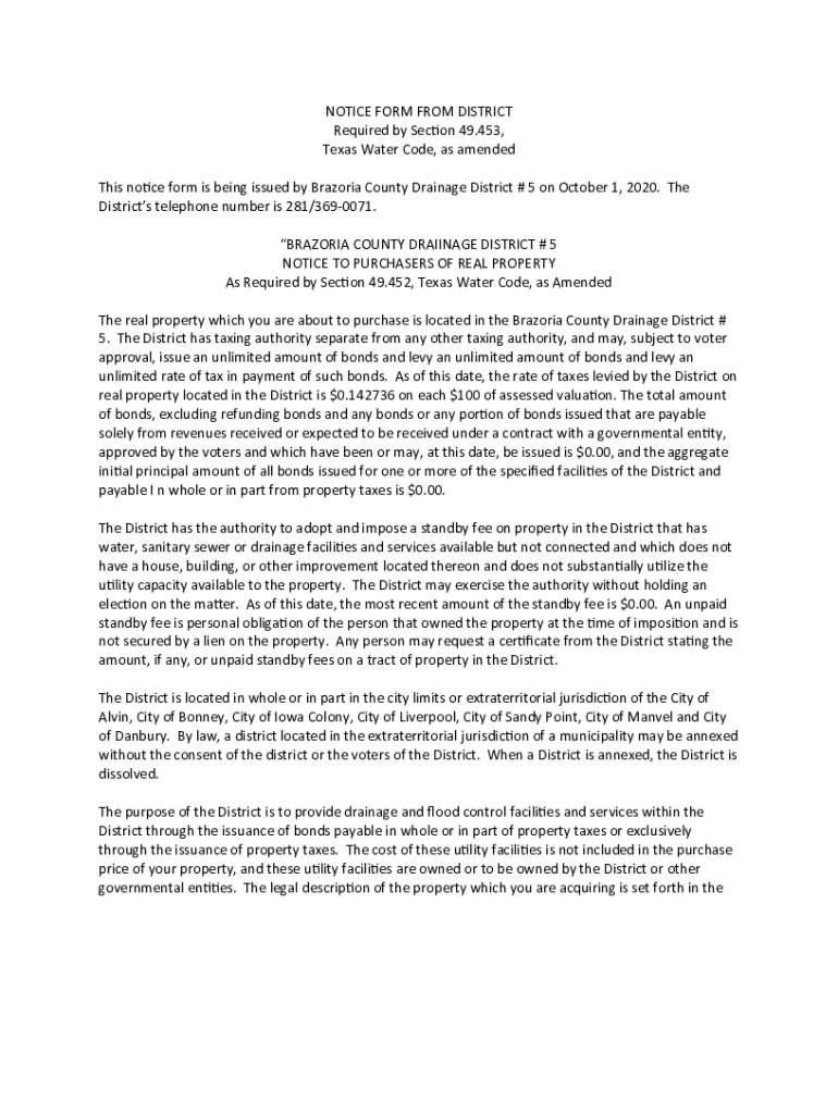 Fillable Online Notice form from District Required by Section 49.453 ...