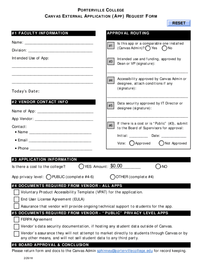 Fillable Online porterville college request process for canvas external ...