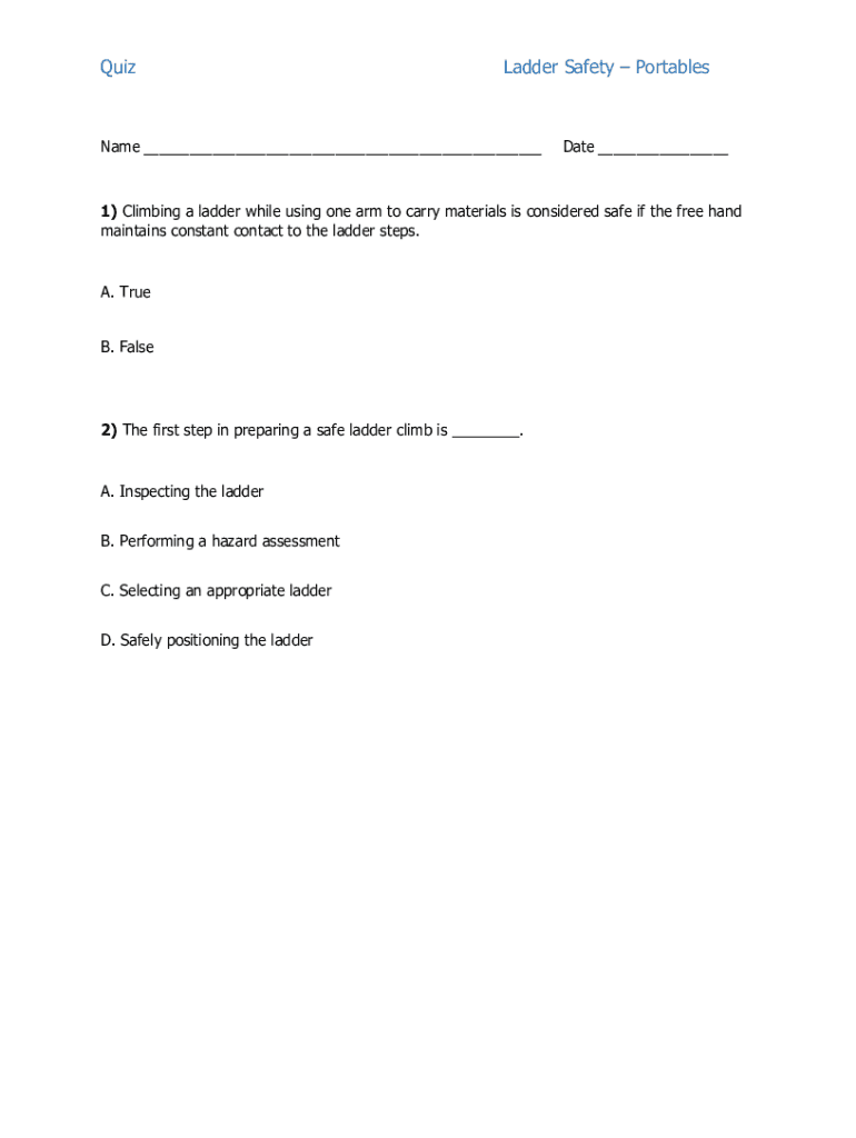 Fillable Online LADDER SAFETY - AP Safety Training Fax Email Print ...