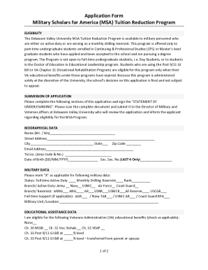 Fillable Online Application Form Military Scholars for America (MSA ...