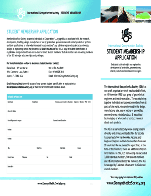 Fillable Online IGS North America Student Membership Application Fax Email Print - pdfFiller