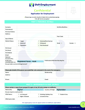 Fillable Online SFT Form for Print - Shift Employment Fax Email Print ...