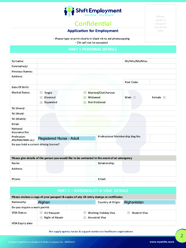 Fillable Online SFT Form for Print - Shift Employment Fax Email Print - pdfFiller