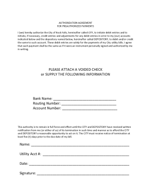 Fillable Online authorization agreement for pre-arranged payments ...