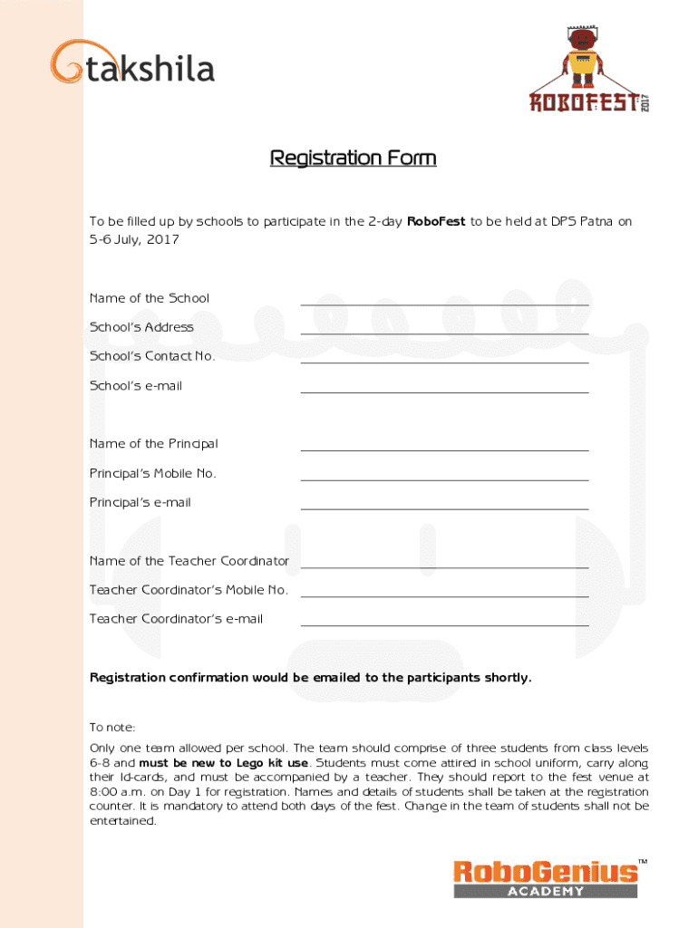Fillable Online Registration FormDPS Students - DPS PatnaTakshila Fax ...