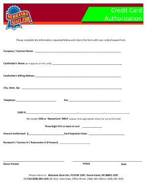 Fillable Online Credit Card Authorization Form - Ontario Courts Fax ...