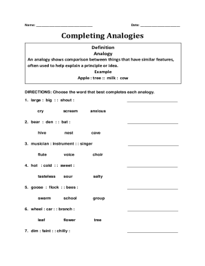Fillable Online Creating Analogies WorksheetPDF - Scribd Fax Email ...