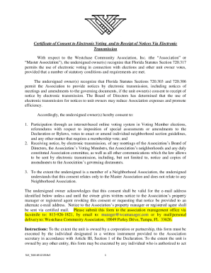 Fillable Online Certificate of Consent to Electronic Voting and to ...