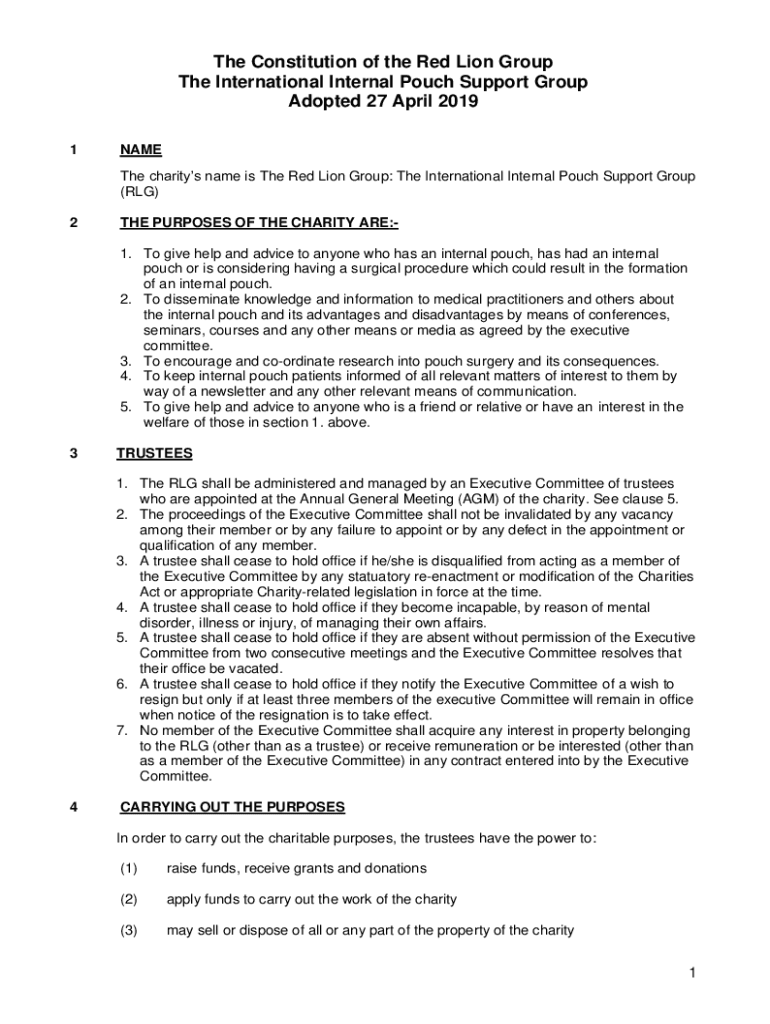 Fillable Online The Constitution of the Red Lion Group Fax Email Print ...