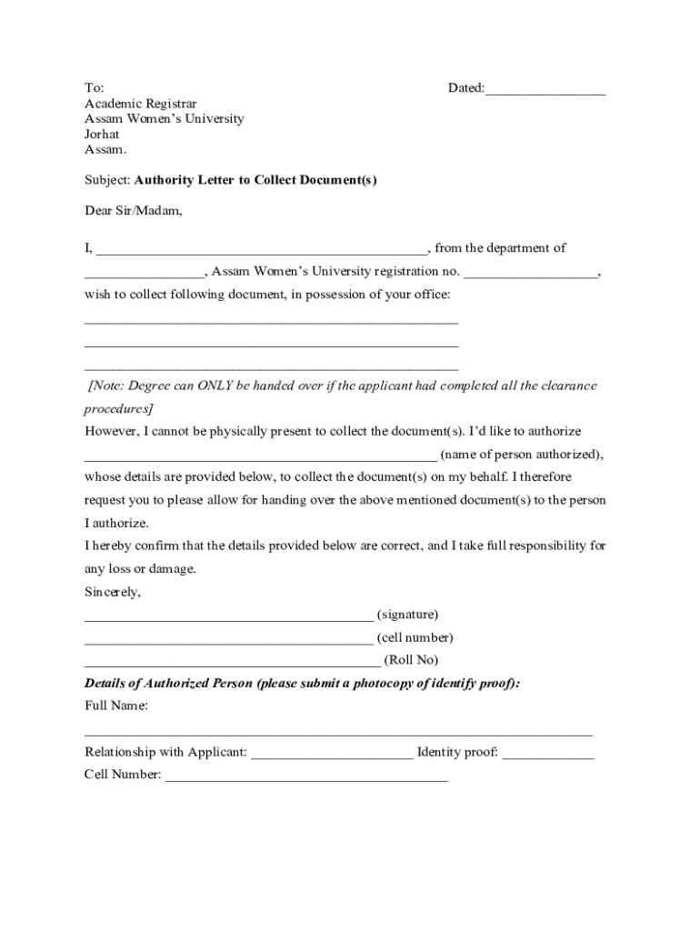 Fillable Online Authorization letter Fax Email Print - pdfFiller