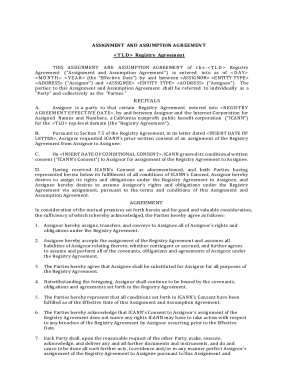 Fillable Online ASSIGNMENT AND ASSUMPTION AGREEMENT TLD Registry ...