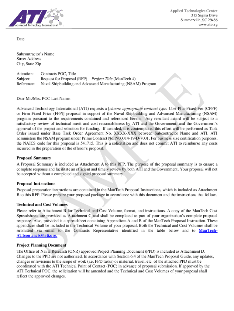 Fillable Online Contracts POC, Title Subject: Request for Proposal (RFP ...