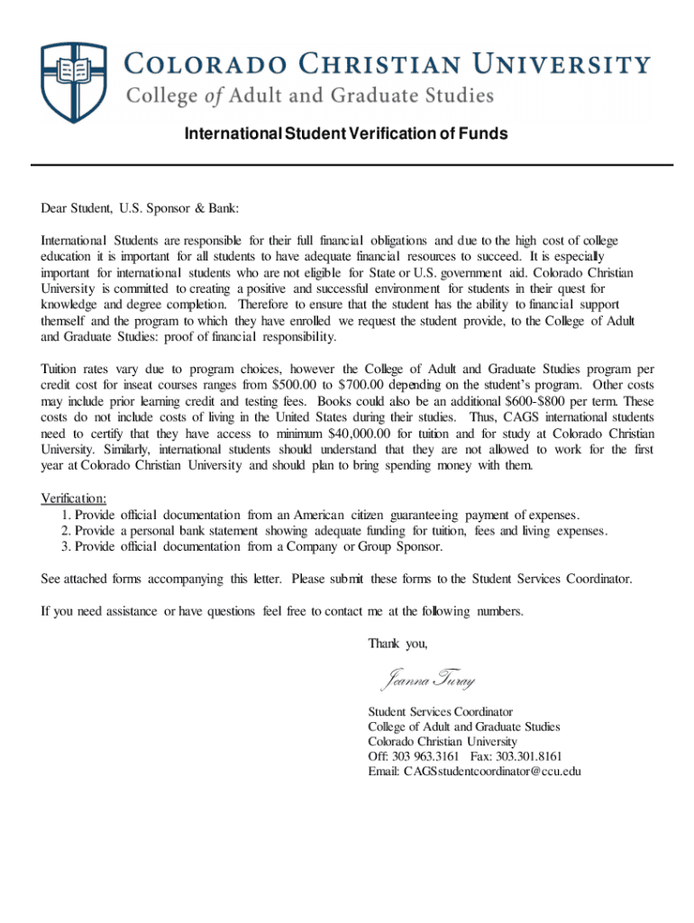 Fillable Online International Student Sponsor Statement & Bank ...