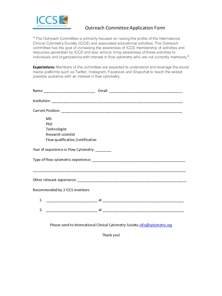 Fillable Online Outreach Committee Application Form Fax Email Print ...