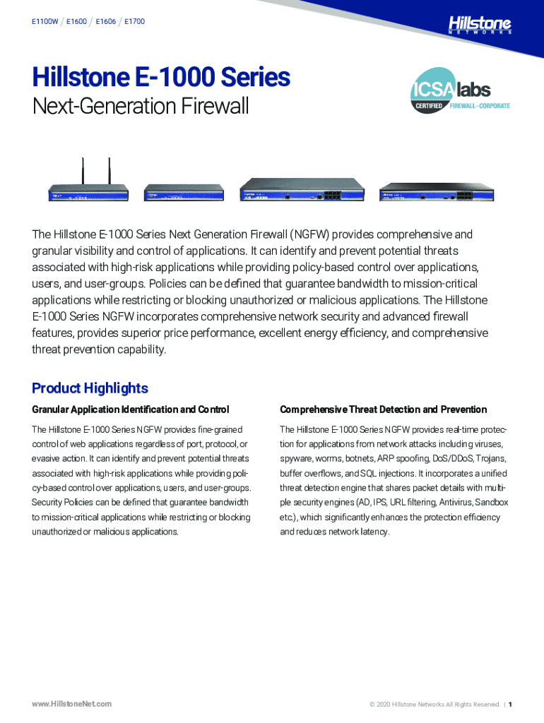 Fillable Online Hillstone E-1000 Series Next-Generation Firewall Fax ...