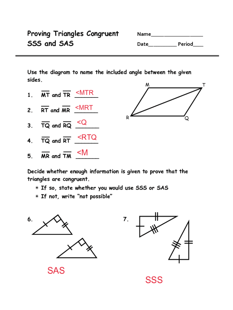 Fillable Online Use the diagram to name the included angle between ...