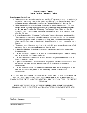Fillable Online Service Learning Contract form Fax Email Print - pdfFiller