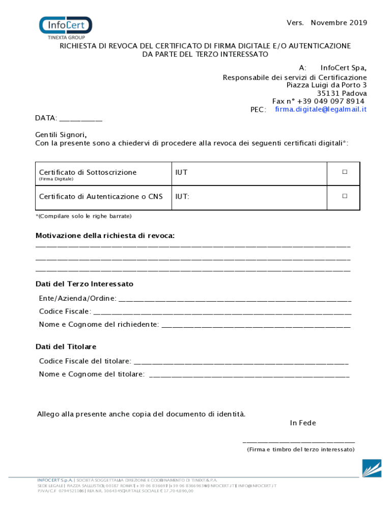 Compilabile Online Come chiedere la revoca della firma digitale ...