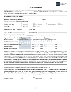 Fillable Online Lease Agreement - GMH Communities Fax Email Print ...
