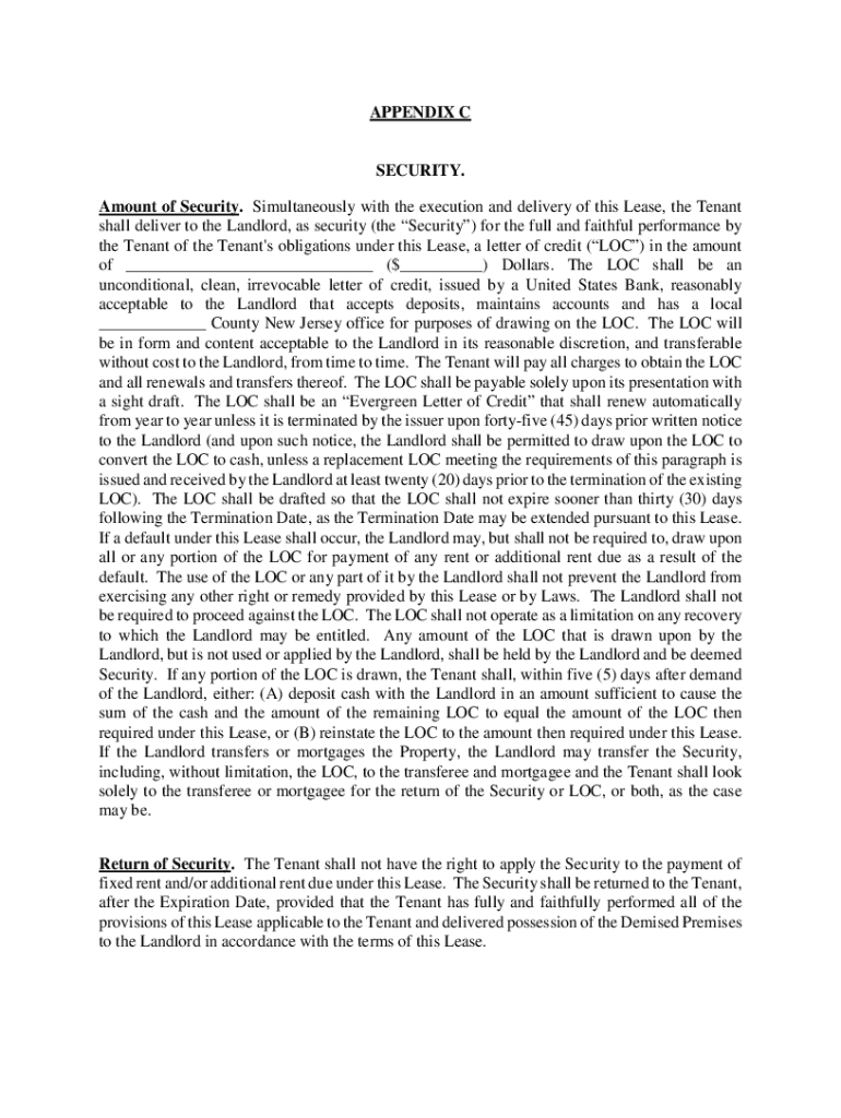 Fillable Online Examples of security deposit clauses in contracts - Afterpattern Fax Email Print ...
