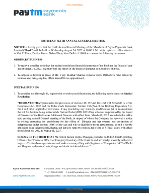 Fillable Online NOTICE Notice is hereby given that the 3rd Annual General ... Fax Email Print ...