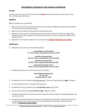 Fillable Online Queensbridge Scholarship Fund General Information Fax ...
