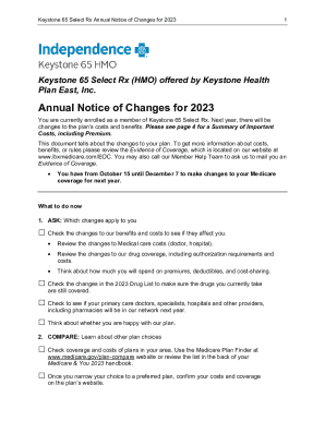 Fillable Online Keystone 65 Select Medical-Only Annual Notice of ...