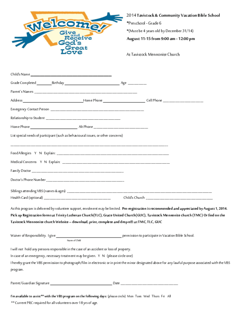 Fillable Online *Preschool - Grade 6 Fax Email Print - pdfFiller