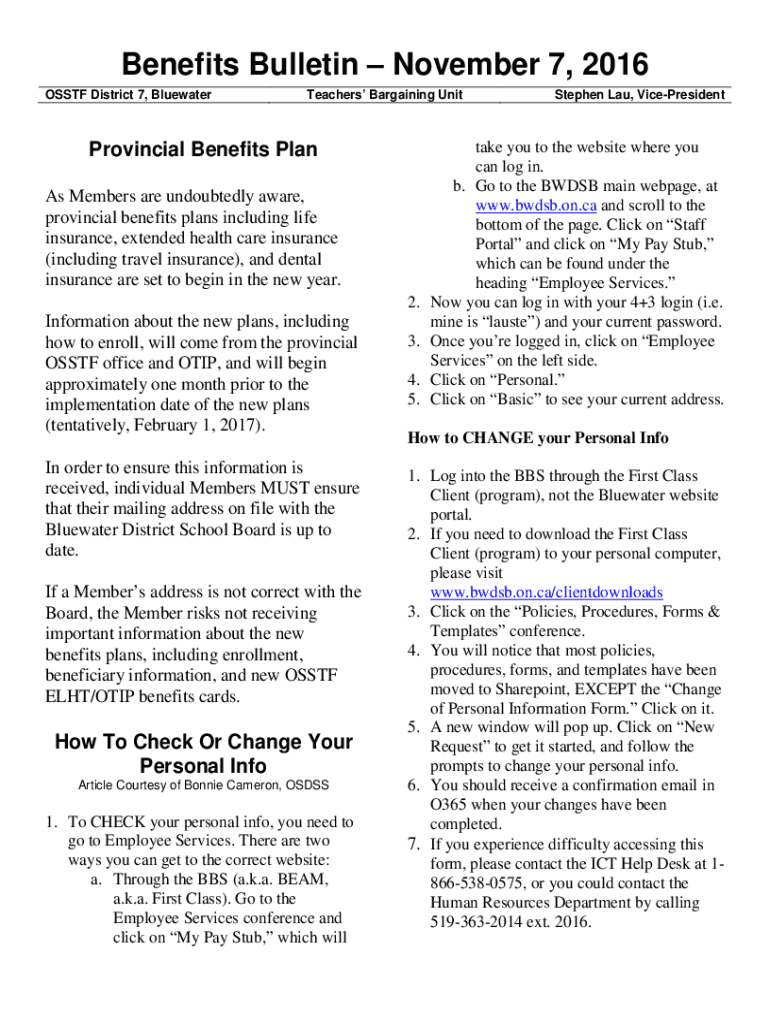 Fillable Online What other benefits are there to being an OSSTF FEESO ...