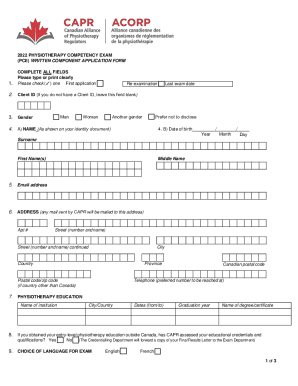 Fillable Online 1. (PCE) WRITTEN COMPONENT APPLICATION FORM - Fill io ...