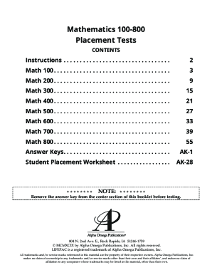 Fillable Online Mathematics Placement Test (MPT)Faculty of Science Fax ...