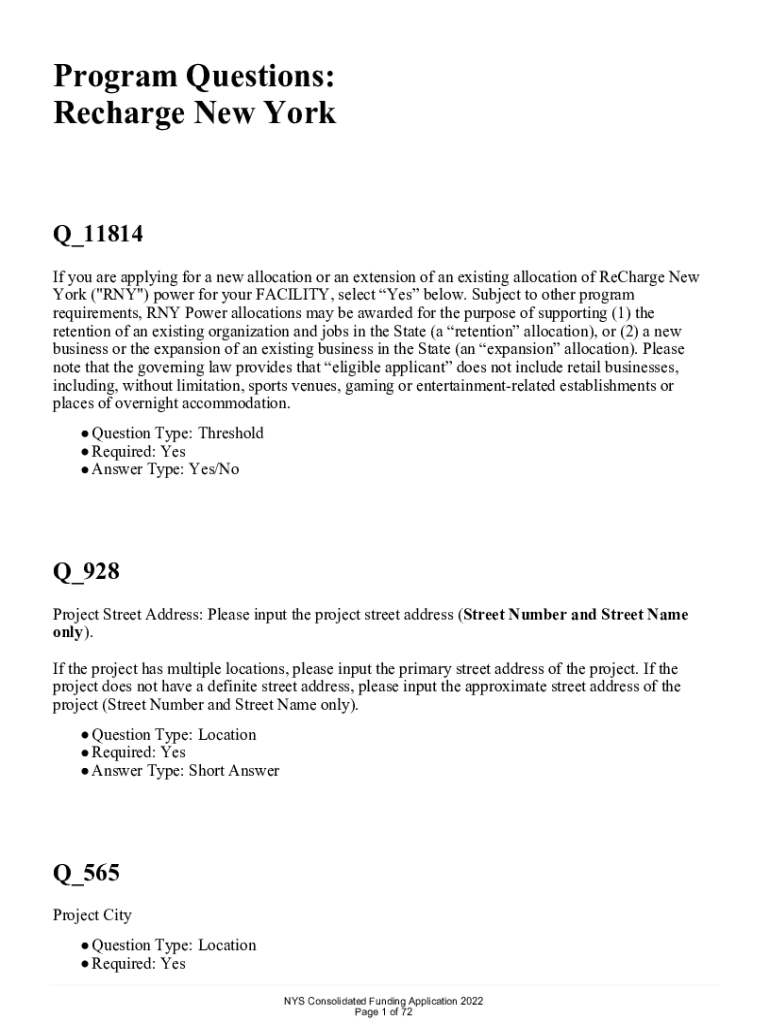 Fillable Online apps cio ny Program Questions: Recharge New York Fax ...
