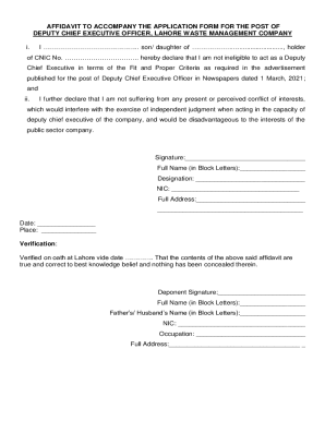 Fillable Online application form for the post of deputy chief executive ...