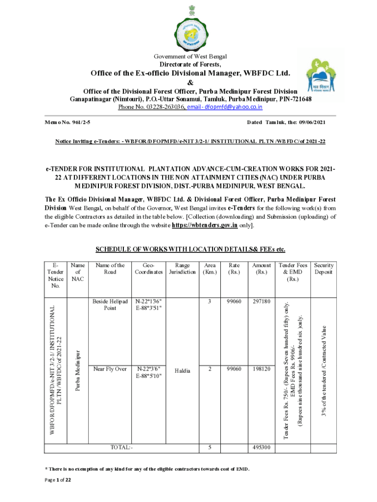 Fillable Online West Bengal Forest and Biodiversity Conservation ...