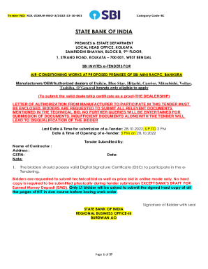 Fillable Online Tender - BOI - Bank of India Fax Email Print - pdfFiller