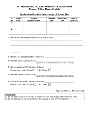 Fillable Online Provost Office, Men's Hostels Application Form for ...