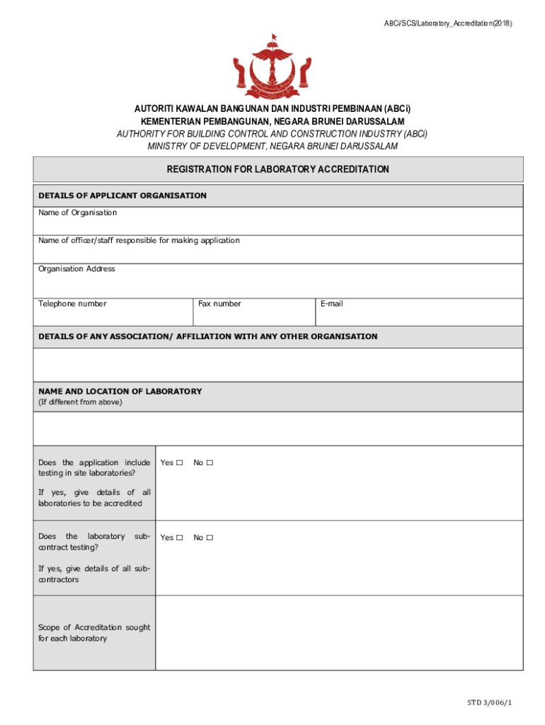 Fillable Online REGISTRATION FOR LABORATORY ACCREDITATION - ABCi Fax Email Print - pdfFiller