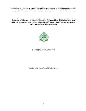 Fillable Online tender particulars and instructions of tender notice ...