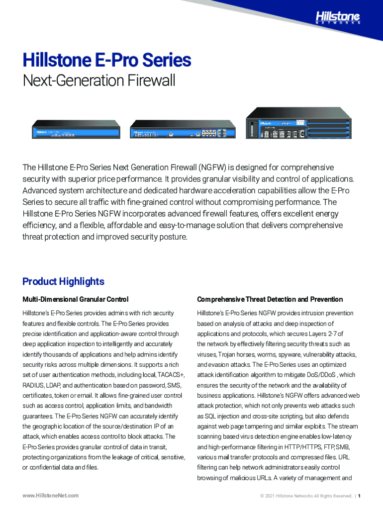 Fillable Online Hillstone E-pro Series Next Generation Firewall (ngfw ...