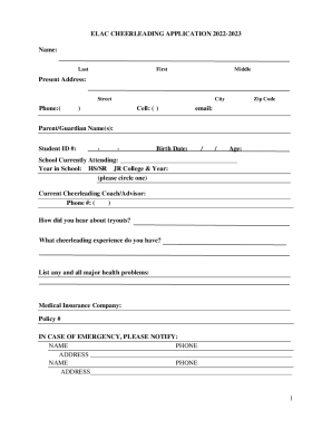 Fillable Online ELAC Cheerleading Application 2022-2023 Now Available ...