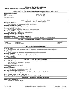 Remplissable En Ligne SAFETY DATA SHEET - uline hand soap with aloe Fax ...