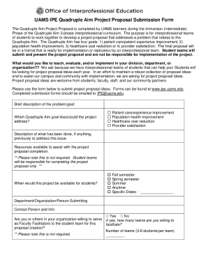 Fillable Online UAMS IPE Quadruple Aim Project Proposal Submission Form ...